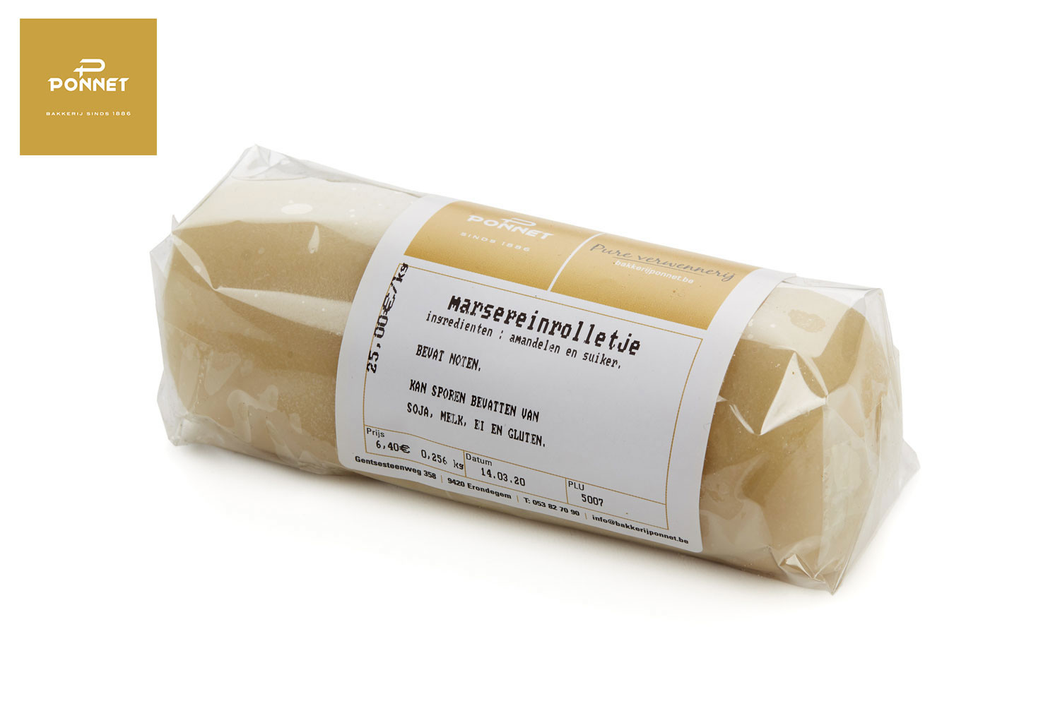 Marsepein rolletje +/- 250gr - Bakkerij Ponnet - Sint-Lievens-Houtem